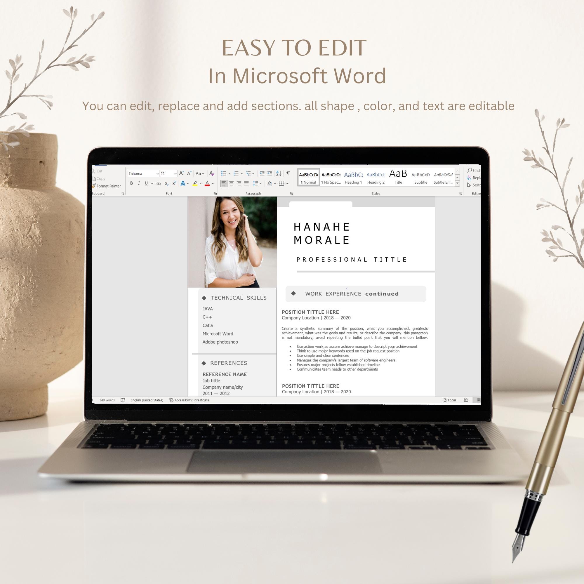 Professional Resume Template | Modern & Elegant CV Design 2024 | 1-2 ...