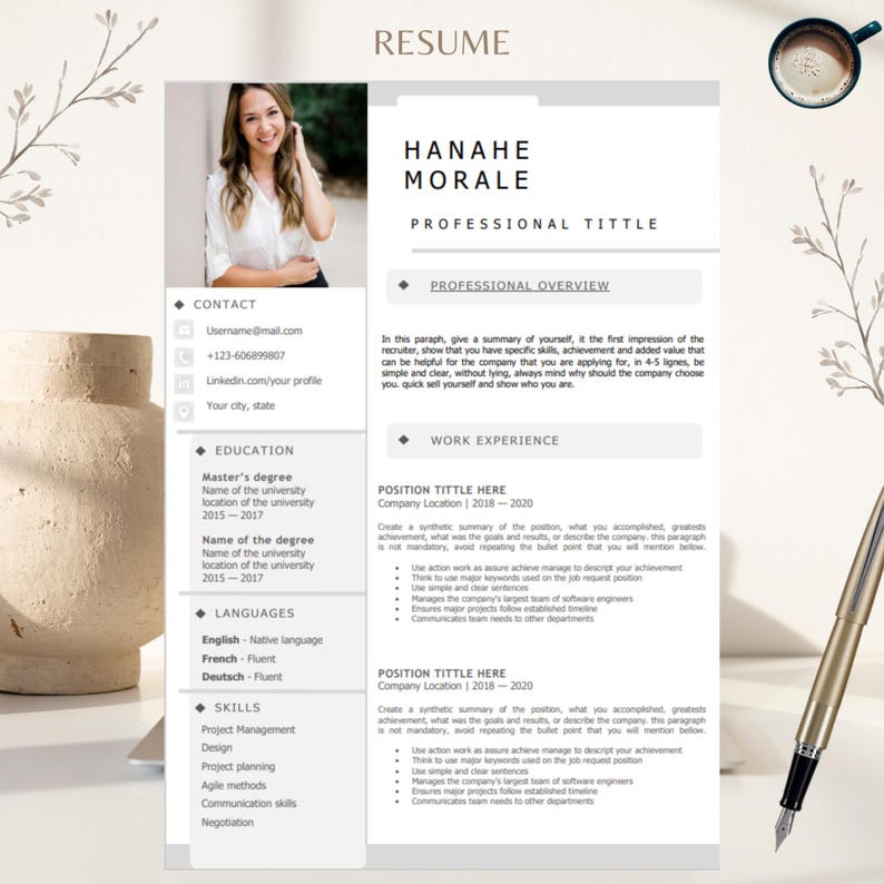 Professional Resume Template | Modern & Elegant CV Design 2024 | 1-2 ...
