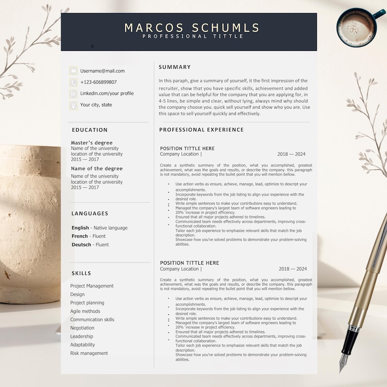 Best Professional Resume Template | Modern & Elegant CV Design 2024 | 1 ...