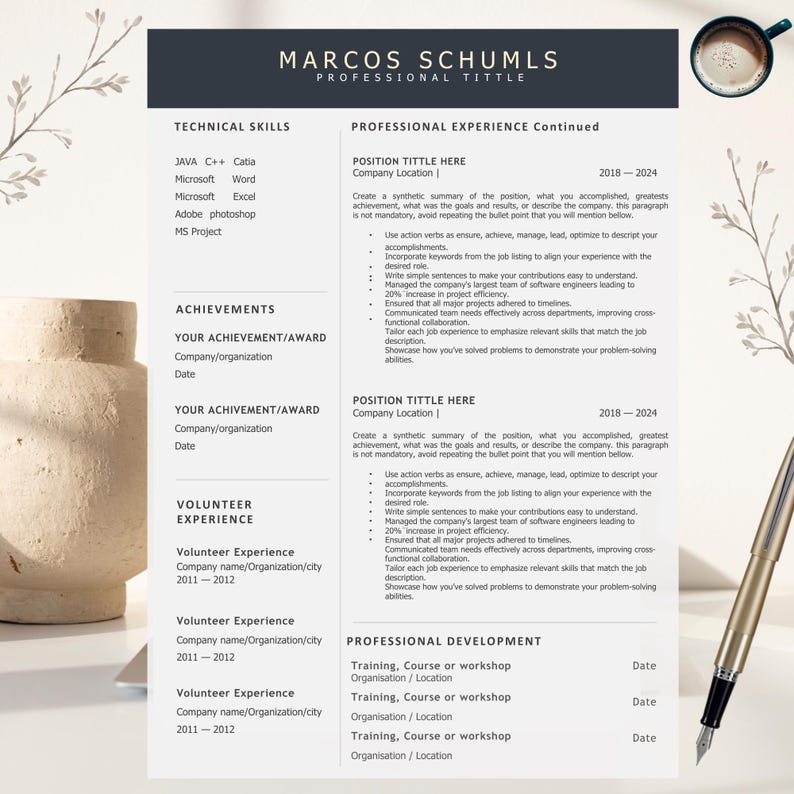 Best Professional Resume Template | Modern & Elegant CV Design 2024 | 1 ...
