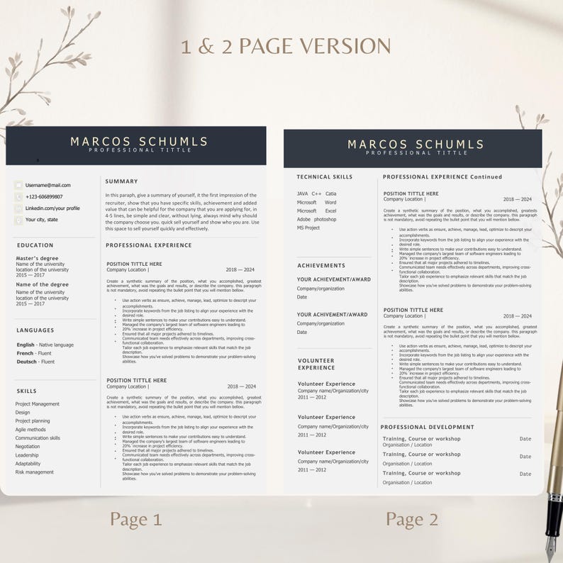 Best Professional Resume Template | Modern & Elegant CV Design 2024 | 1 ...