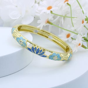 Flower Bracelet Opening Hinged Bangles Crafted Enamel - 7 Inches - Etsy