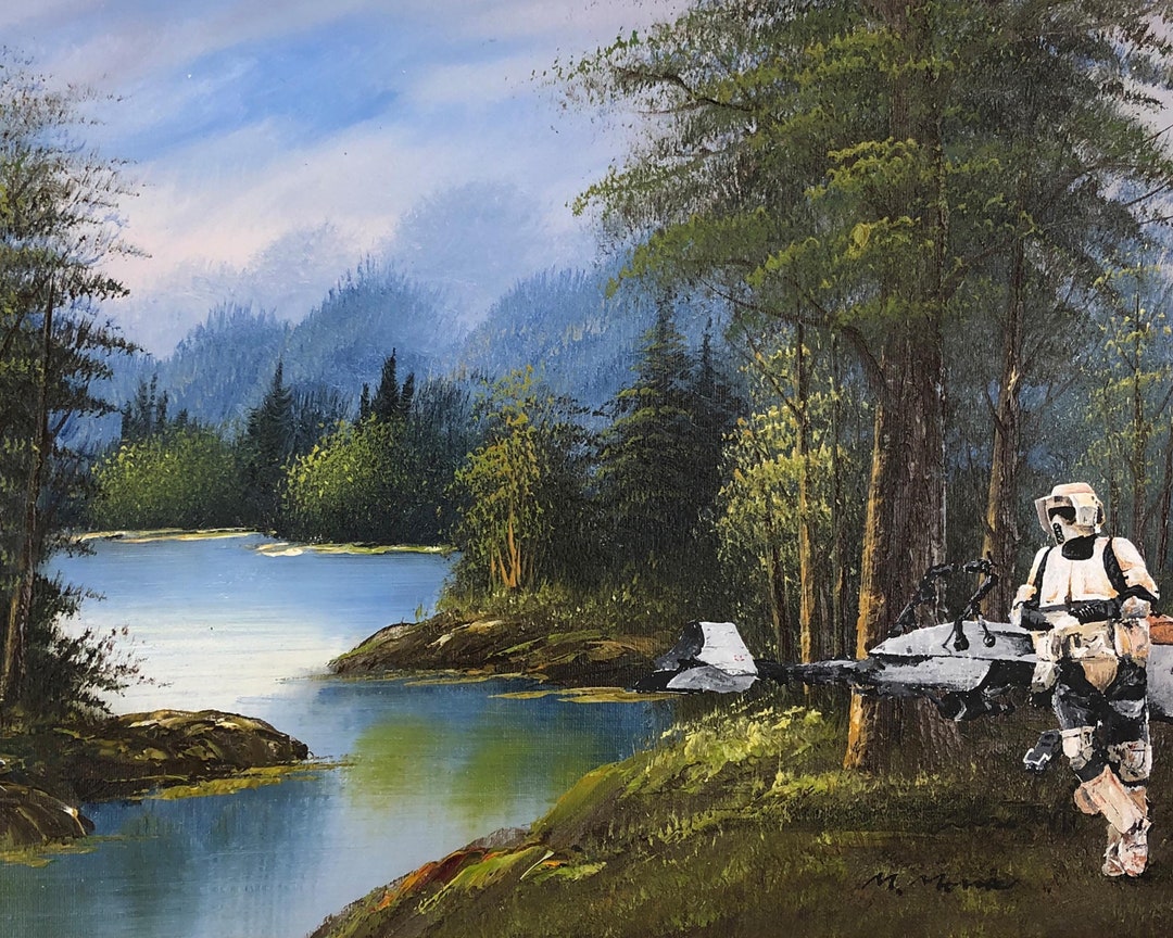 Upcycled Star Wars Print: Speeder Bike Scout Trooper Landscape Art - Etsy