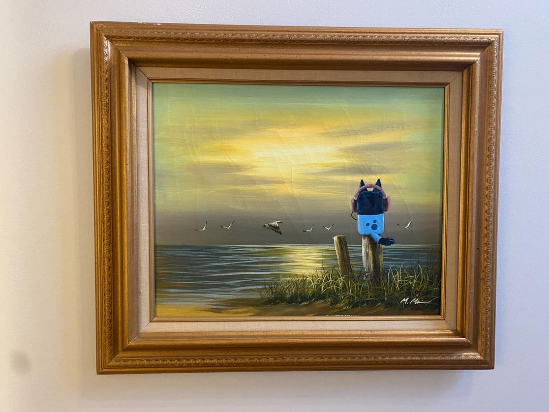 Beach Headphones Music Ocean Sunset Altered Upcycled Thrift Store Art ...