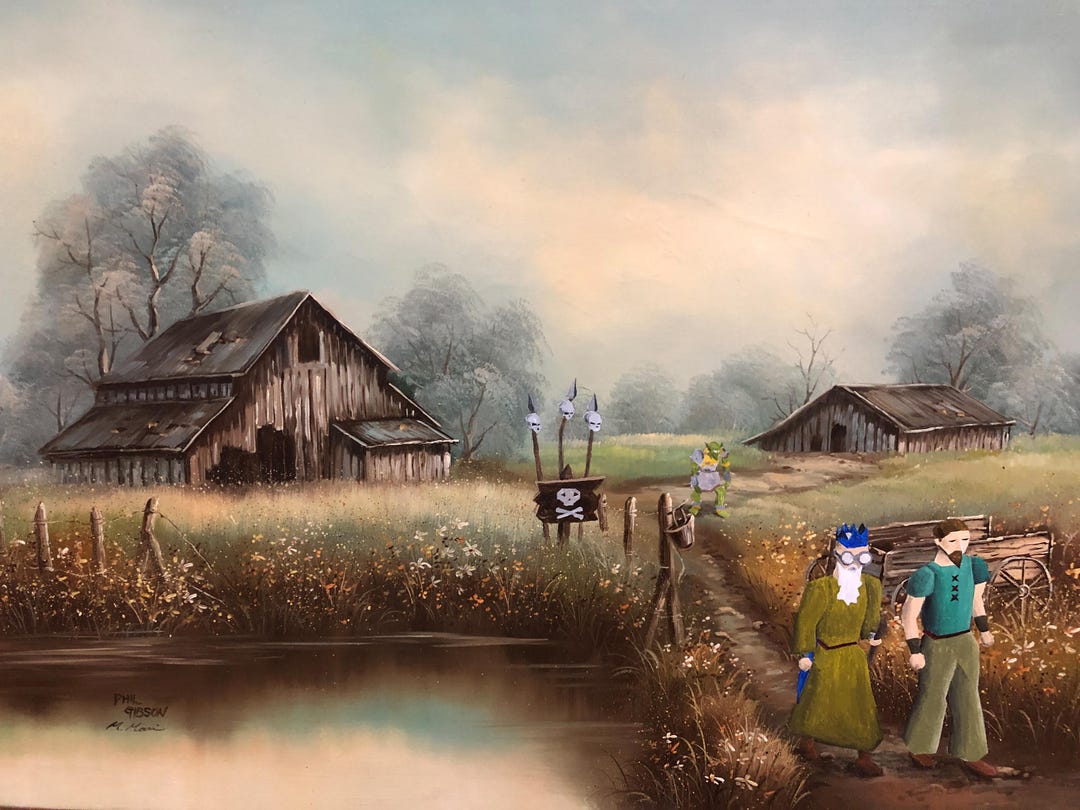 Runescape Bphat Osrs Upcycled Thrift Store Still Life Painting Fine Art ...