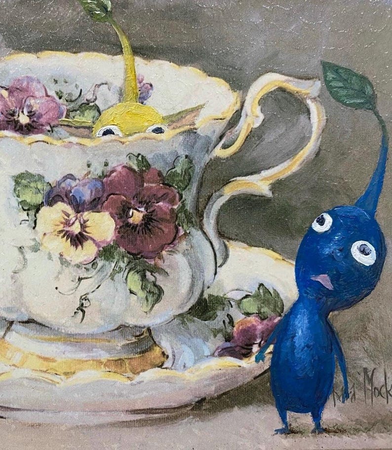 Video Game Parody Teacup Still Life Art Print: Upcycled Thrift Store ...