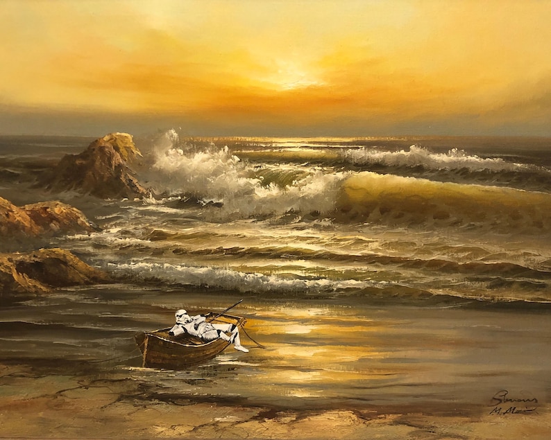 Star Wars Stormtrooper Beach Sunset Art Print: Upcycled Painting - Etsy