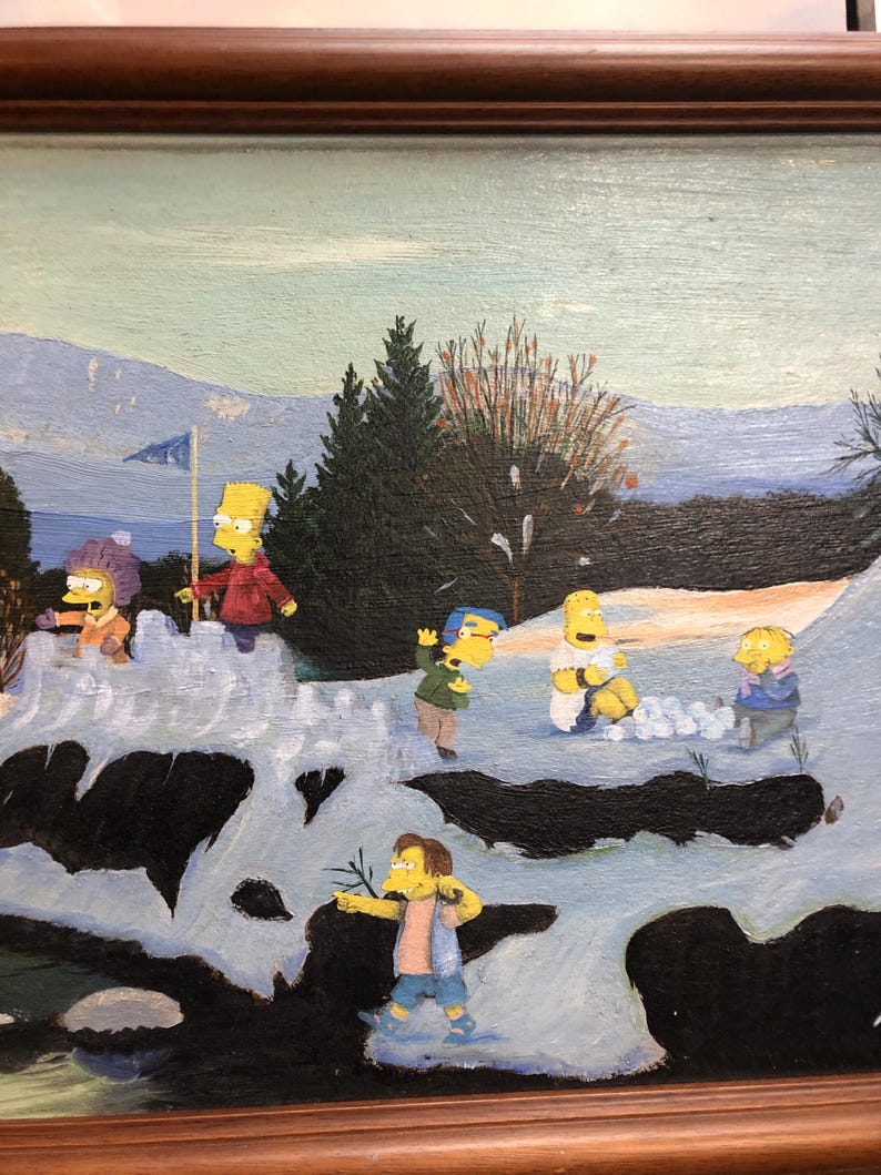 The Simpsons Snowball Fight Winter Holiday Print: Upcycled Landscape ...
