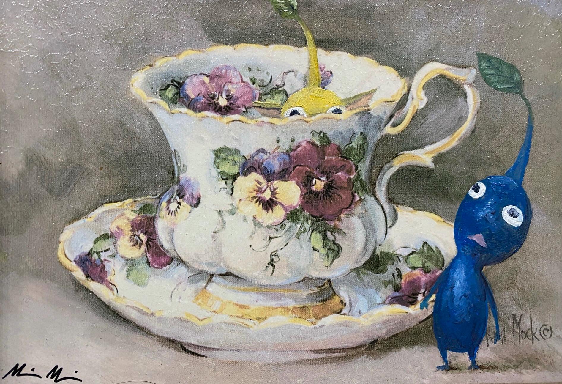 Video Game Parody Teacup Still Life Art Print: Upcycled Thrift Store ...