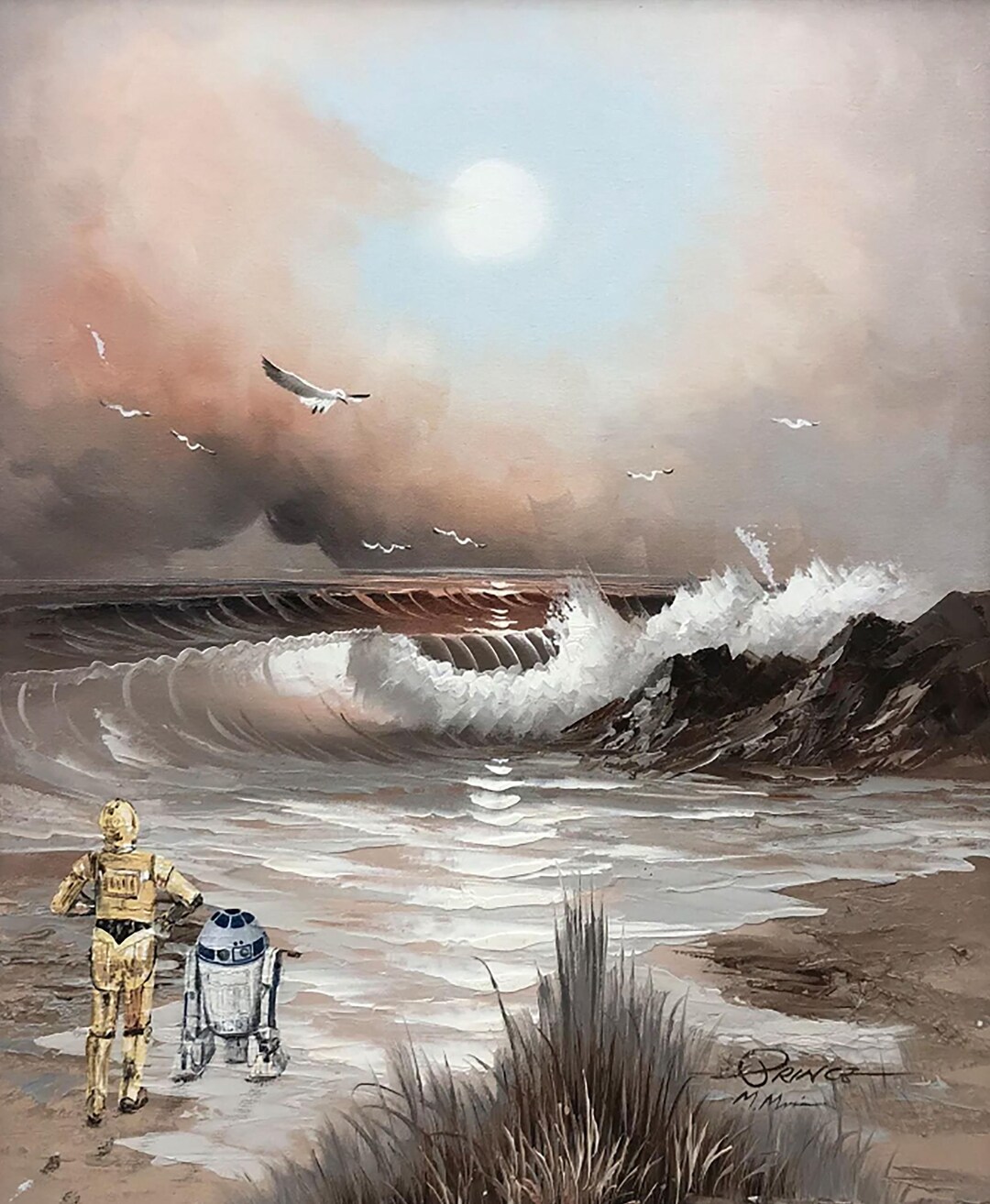 R2-D2 & C-3PO Star Wars Beach Print: Upcycled Landscape Art - Etsy