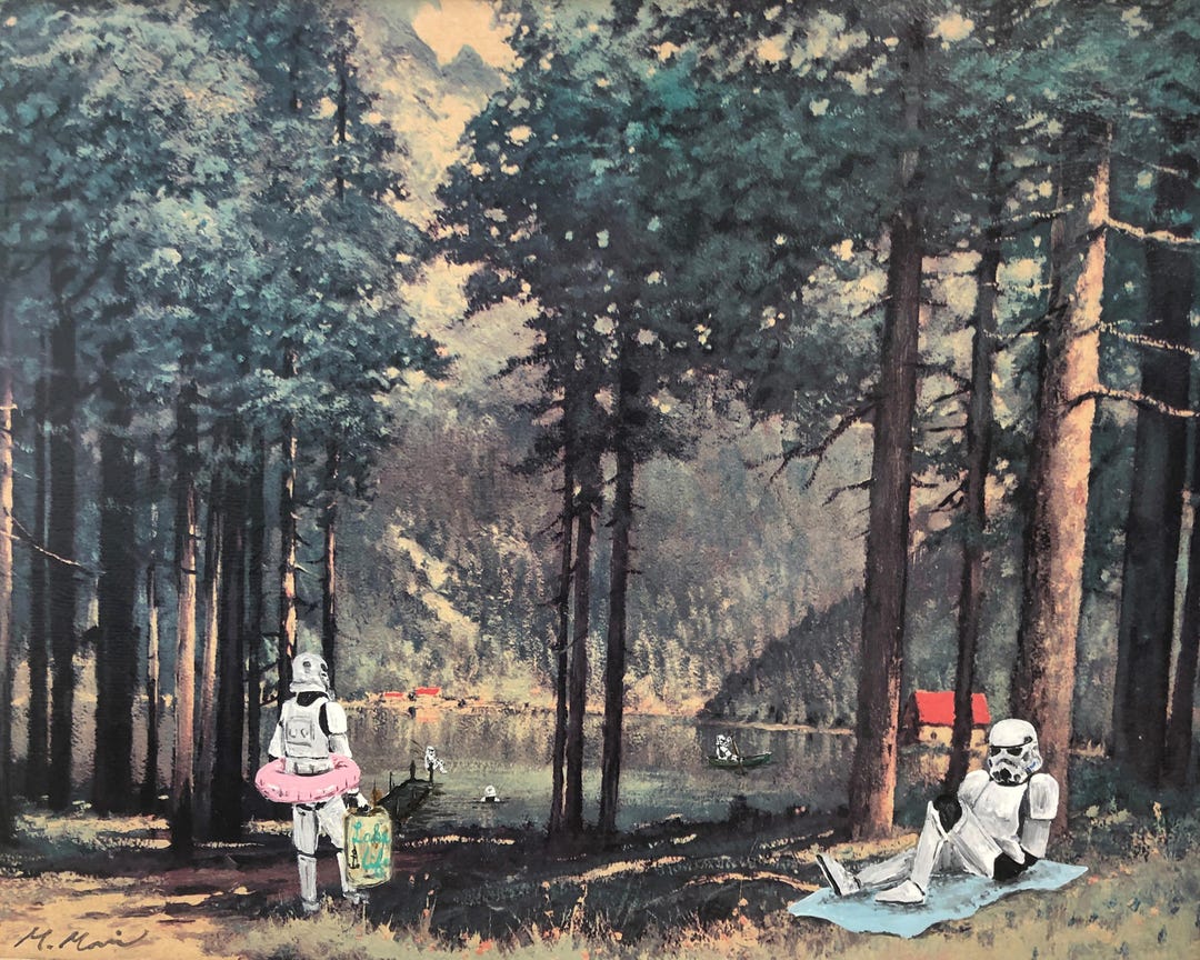 Stormtroopers at Lake Upcycled Thrift Store Painting Star Wars Fine Art ...