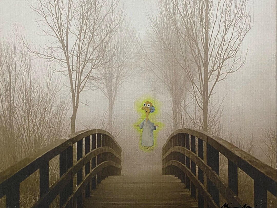 Mr Burns Alien the Simpsons Upcycled Thrift Store Landscape Painting ...