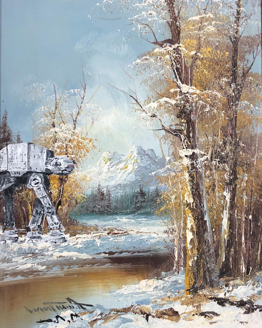 At-at Walker Star Wars Vintage Upcycled Thrift Store Landscape Painting ...