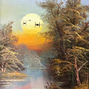 Tie Fighter Sunset Stormtroopers Upcycled Thrift Store Painting Star ...