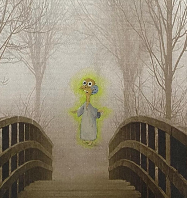 Mr Burns Alien the Simpsons Upcycled Thrift Store Landscape Painting ...