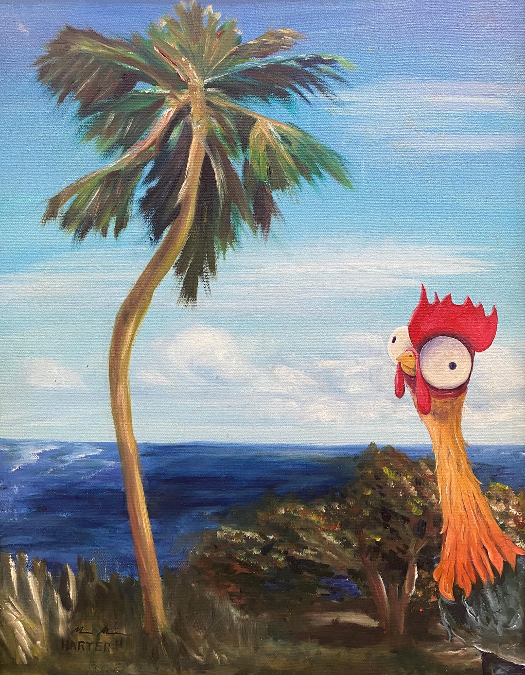 Hei Hei Altered Thrift Store Art Print: Moana Palm Tree Beach Decor - Etsy