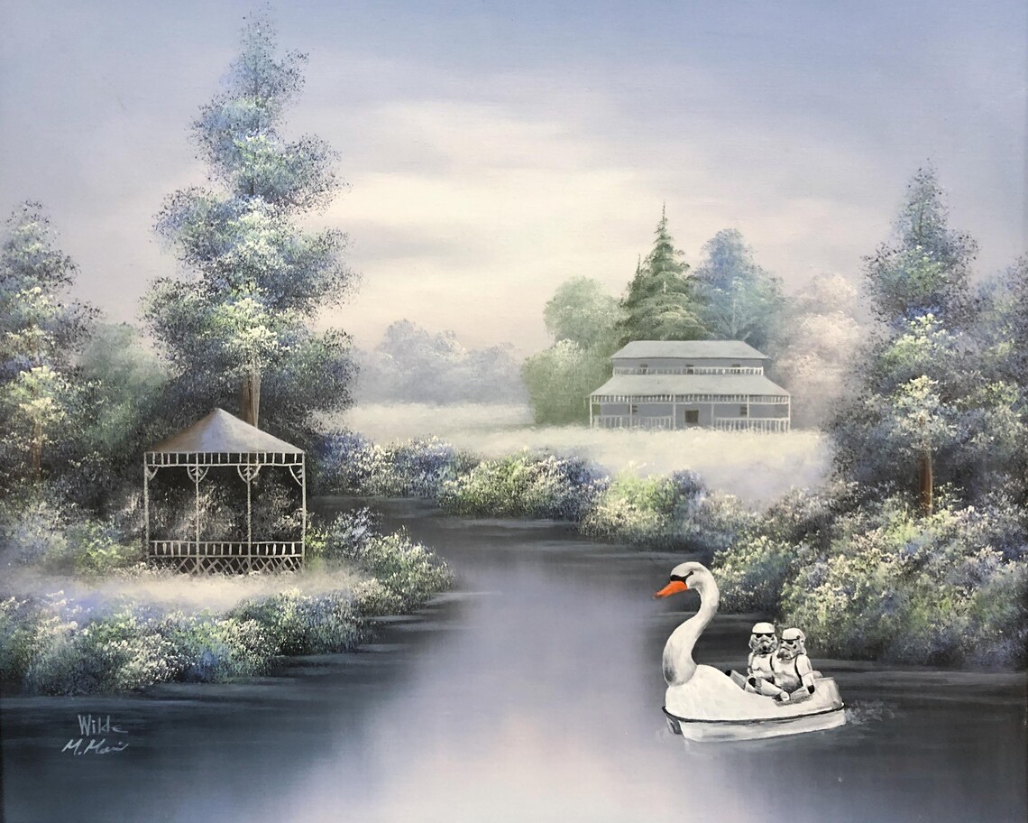 Stormtrooper Swan Boat Art Print: Upcycled Star Wars Painting - Etsy