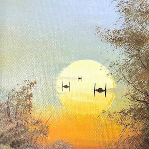 Tie Fighter Sunset Stormtroopers Upcycled Thrift Store Painting Star ...