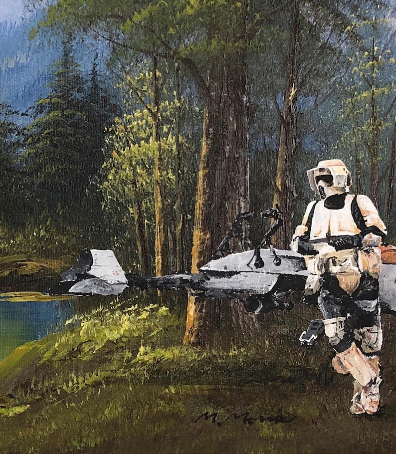 Upcycled Star Wars Print: Speeder Bike Scout Trooper Landscape Art - Etsy