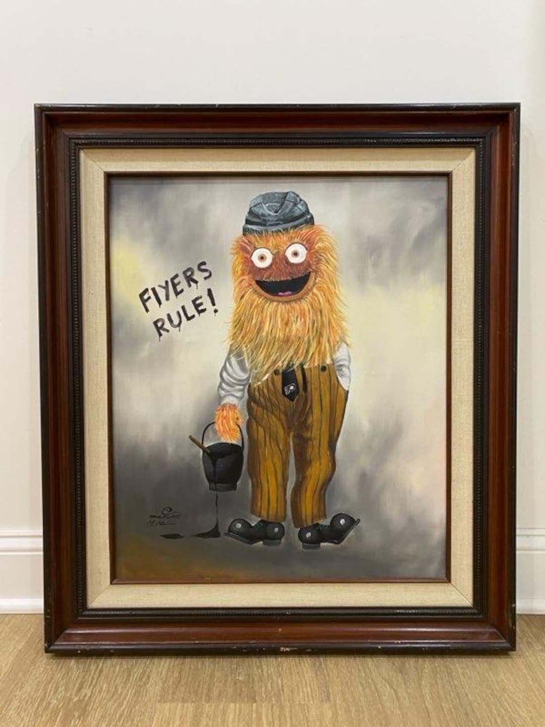Gritty Philadelphia Flyers Mascot Altered Thrift Store Original Oil ...
