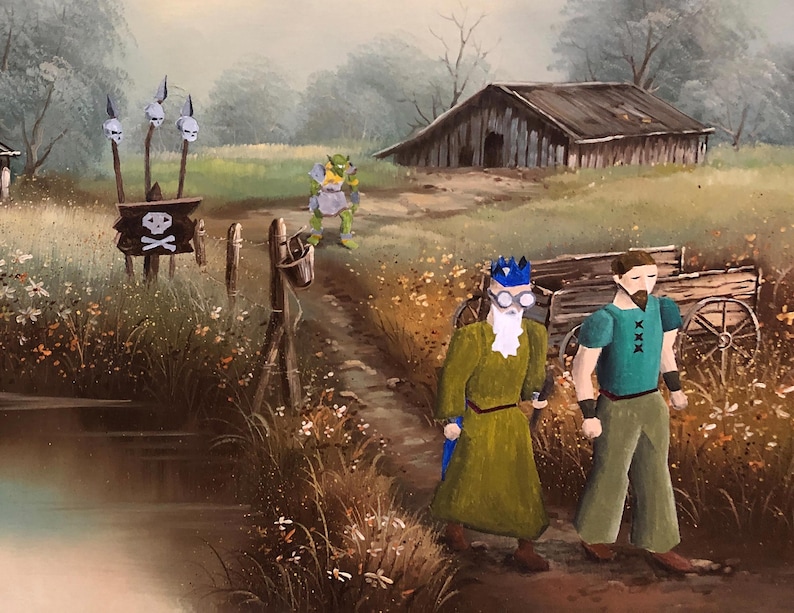 Runescape Bphat Osrs Upcycled Thrift Store Still Life Painting Fine Art ...