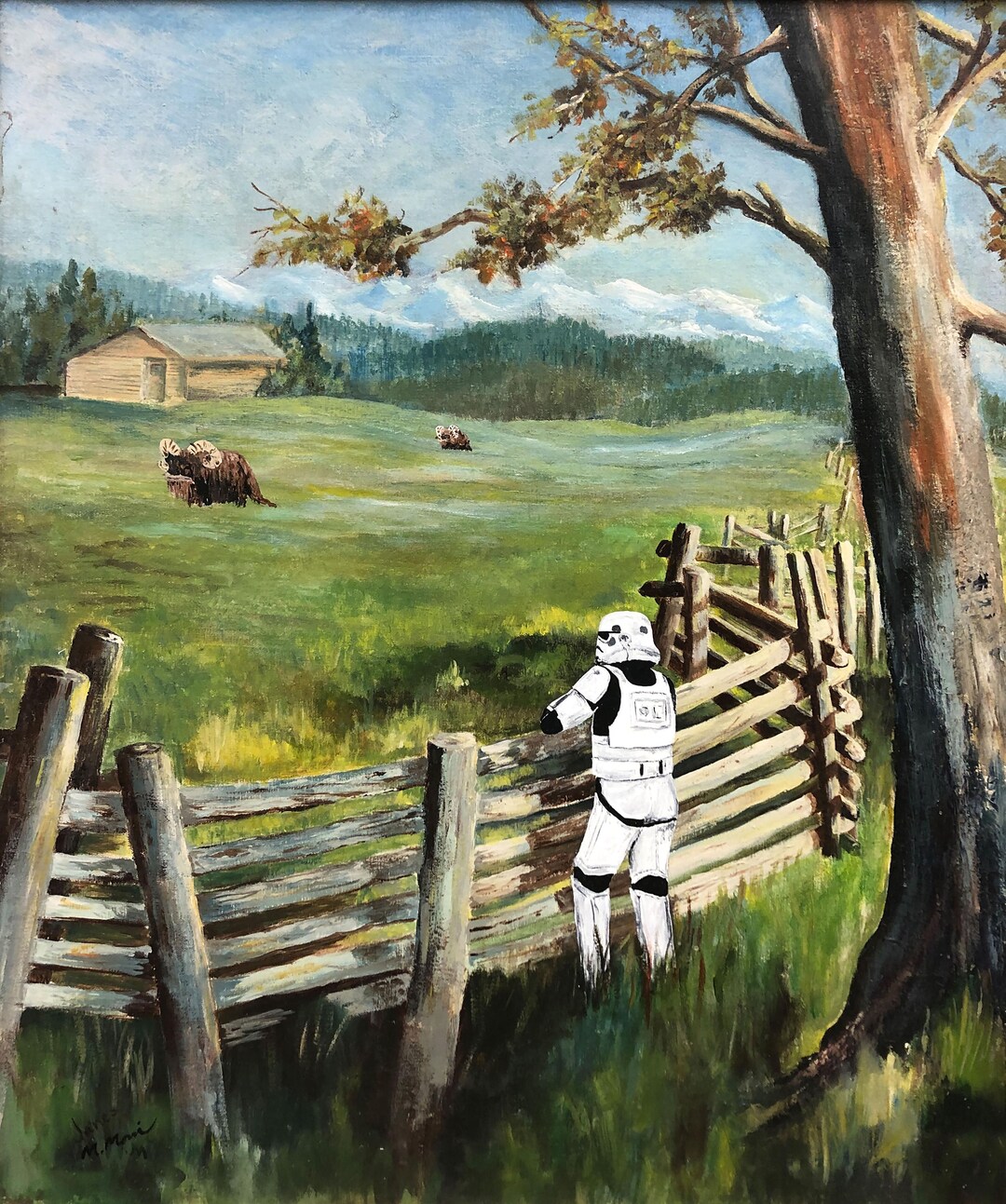 Stormtrooper Bantha Ranch: Upcycled Star Wars Landscape Art Print - Etsy