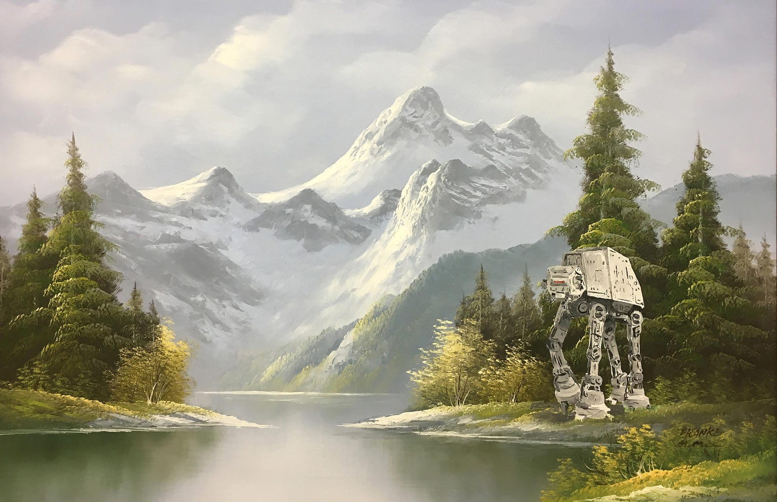 At-at Walker Star Wars Vintage Upcycled Thrift Store Landscape Painting ...