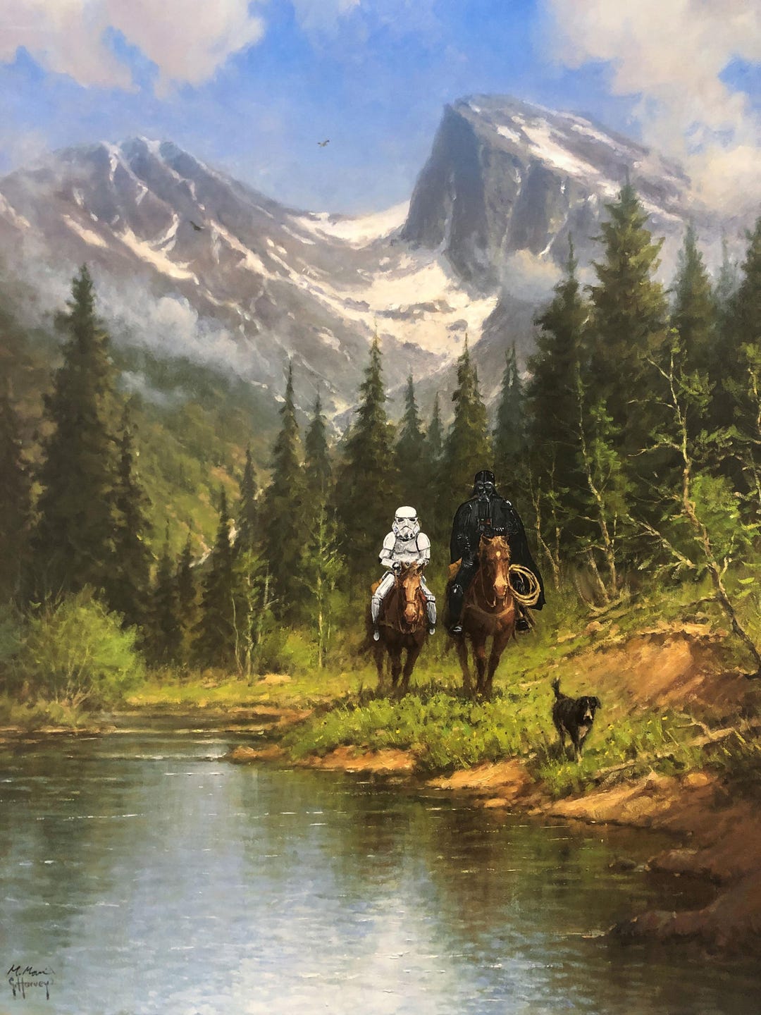 Darth Vader Stormtrooper Cowboys Art Print: Upcycled Star Wars Painting ...