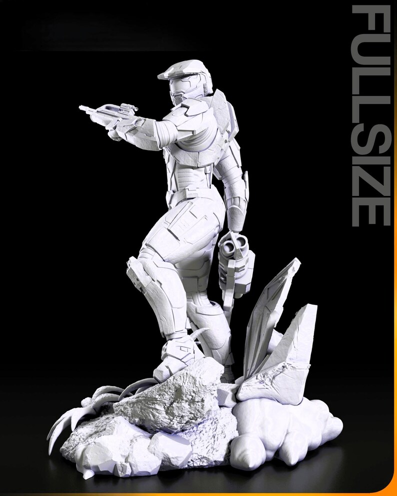 3D Printable STL Master Chief and Halo Bust Figure | Premium Anime Geek ...