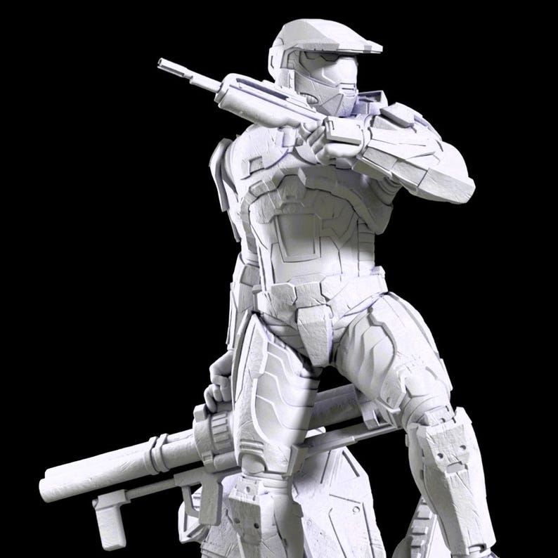 3D Printable STL Master Chief and Halo Bust Figure | Premium Anime Geek ...