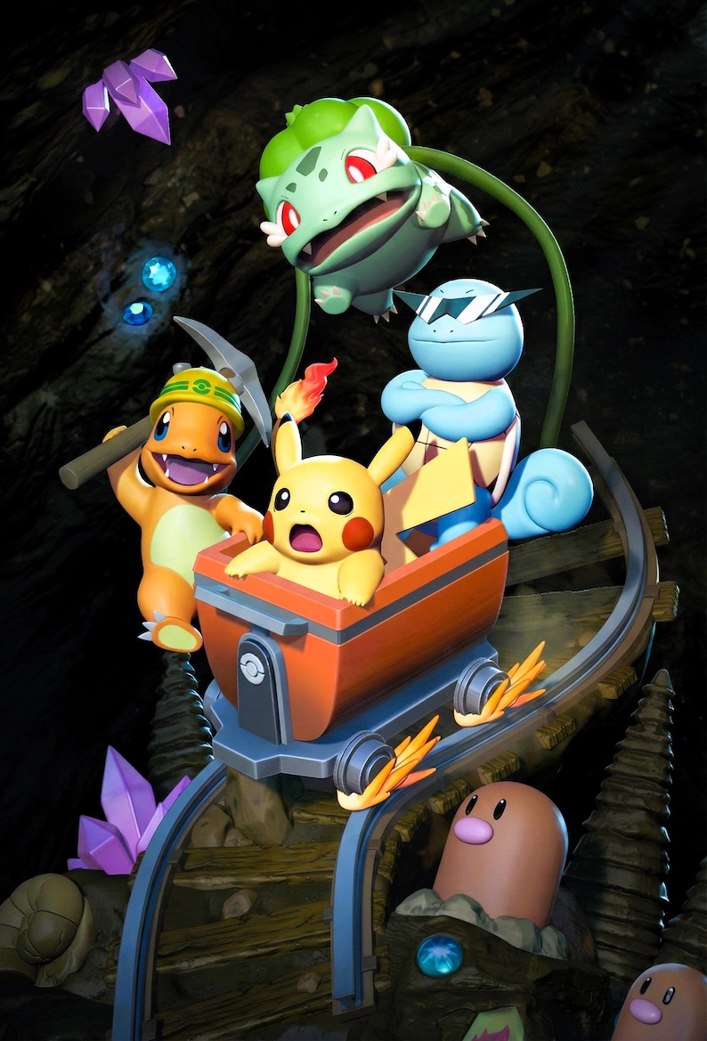 STL File Pikachu Diorama 3D Print Anime - Digital Download - Etsy