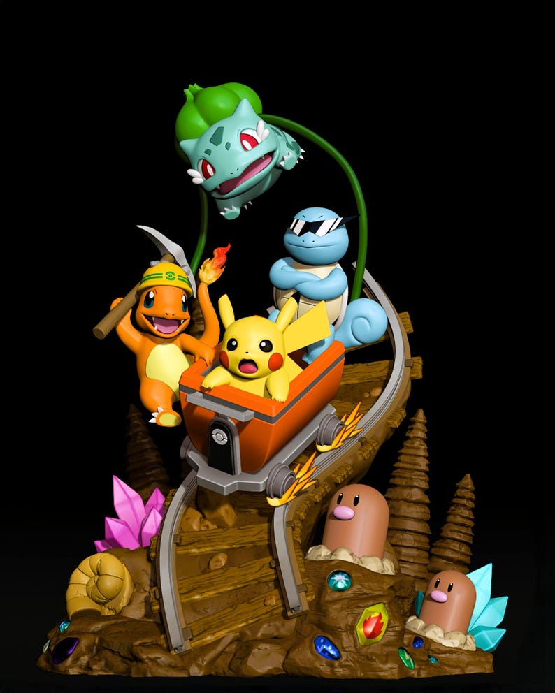 STL File Pikachu Diorama 3D Print Anime - Digital Download - Etsy
