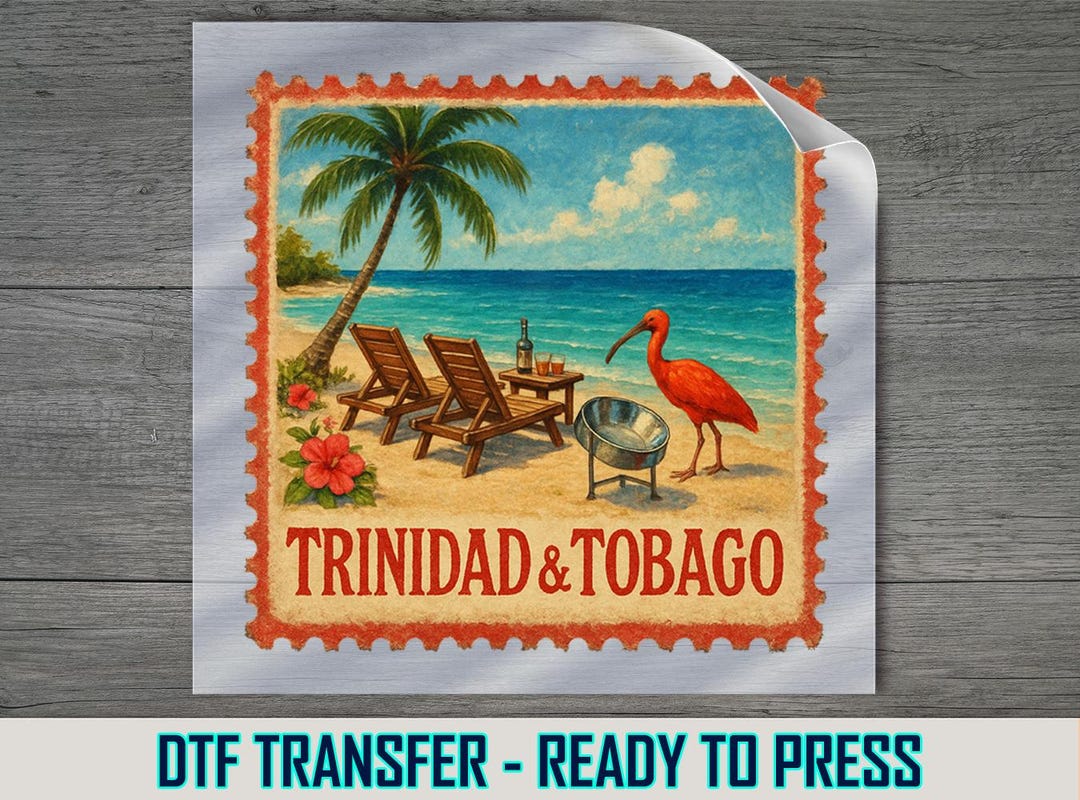 Trinidad & Tobago DTF Transfer: Tropical Island Travel Apparel Graphic ...