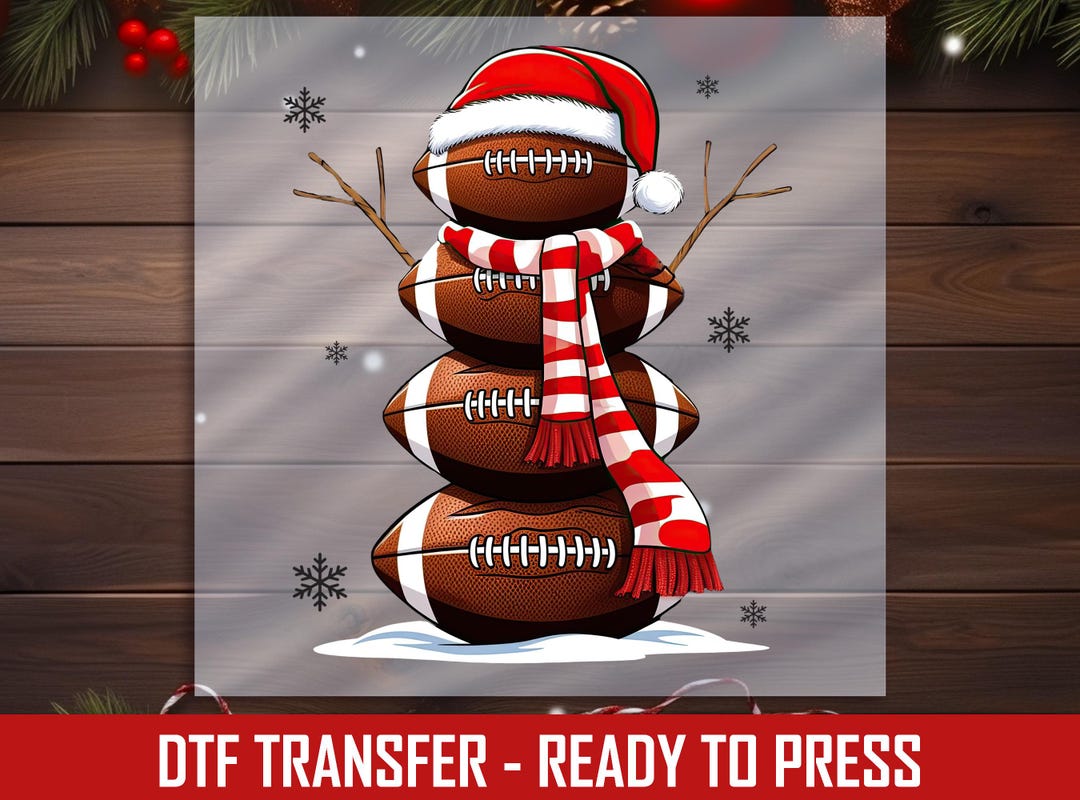 Christmas Football Snowman DTF Transfer, Ready to Press, Unique Holiday ...