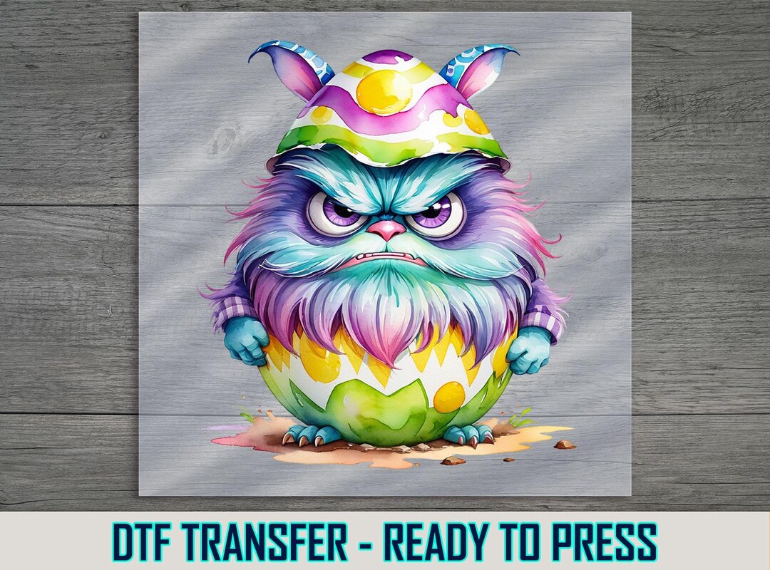 Grumpy Easter Monster DTF Transfer, Funny Angry Bunny Print, Ready to ...