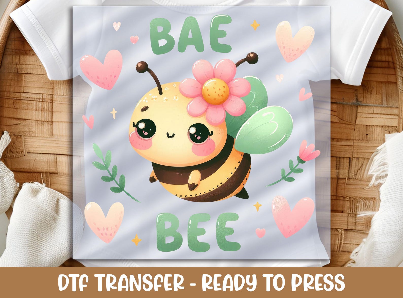 Bae Bee DTF Transfer, Cute Flower Bee Design, DIY Baby Apparel - Etsy