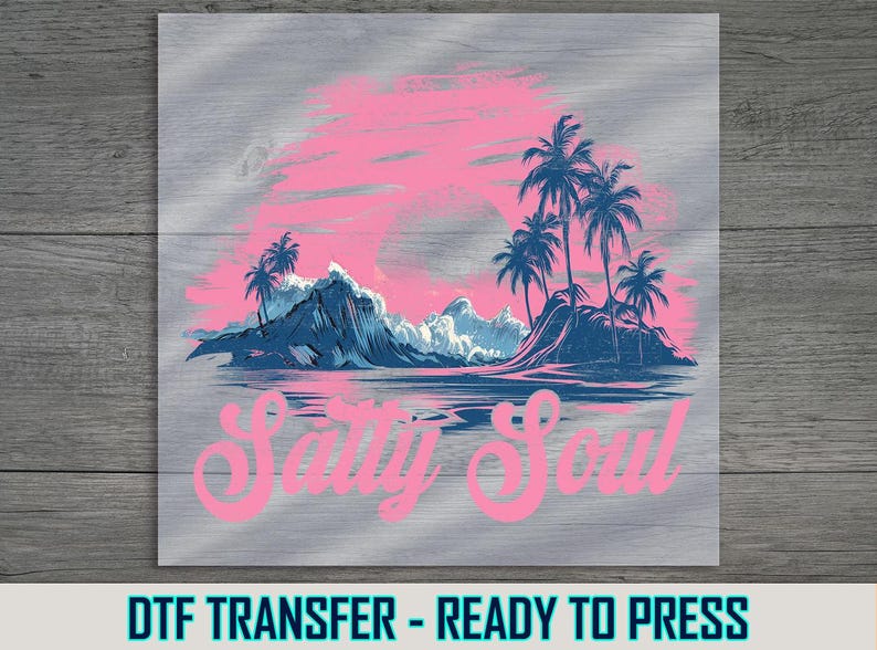 Tropical Island DTF Transfer: Salty Soul Coastal Design - Etsy
