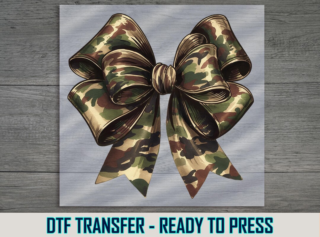 Camo Bow DTF Transfer: Camouflage Ribbon Iron-on - Etsy