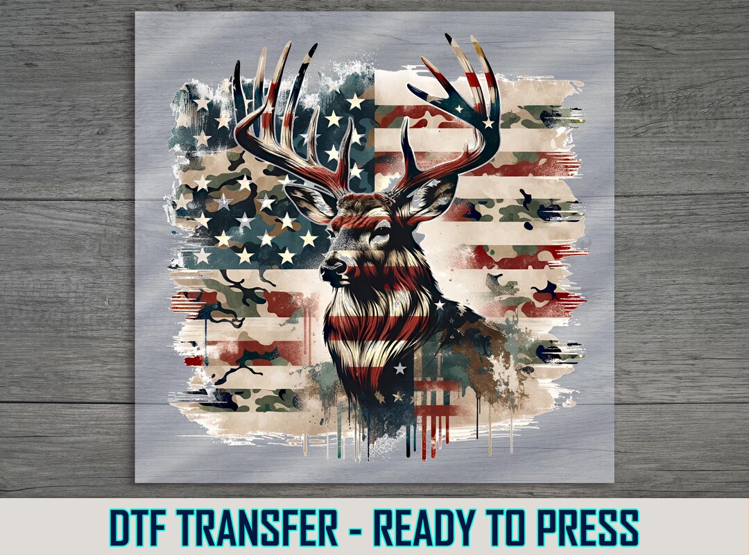 Patriotic Deer DTF Transfer: American Flag Camo Design - Etsy