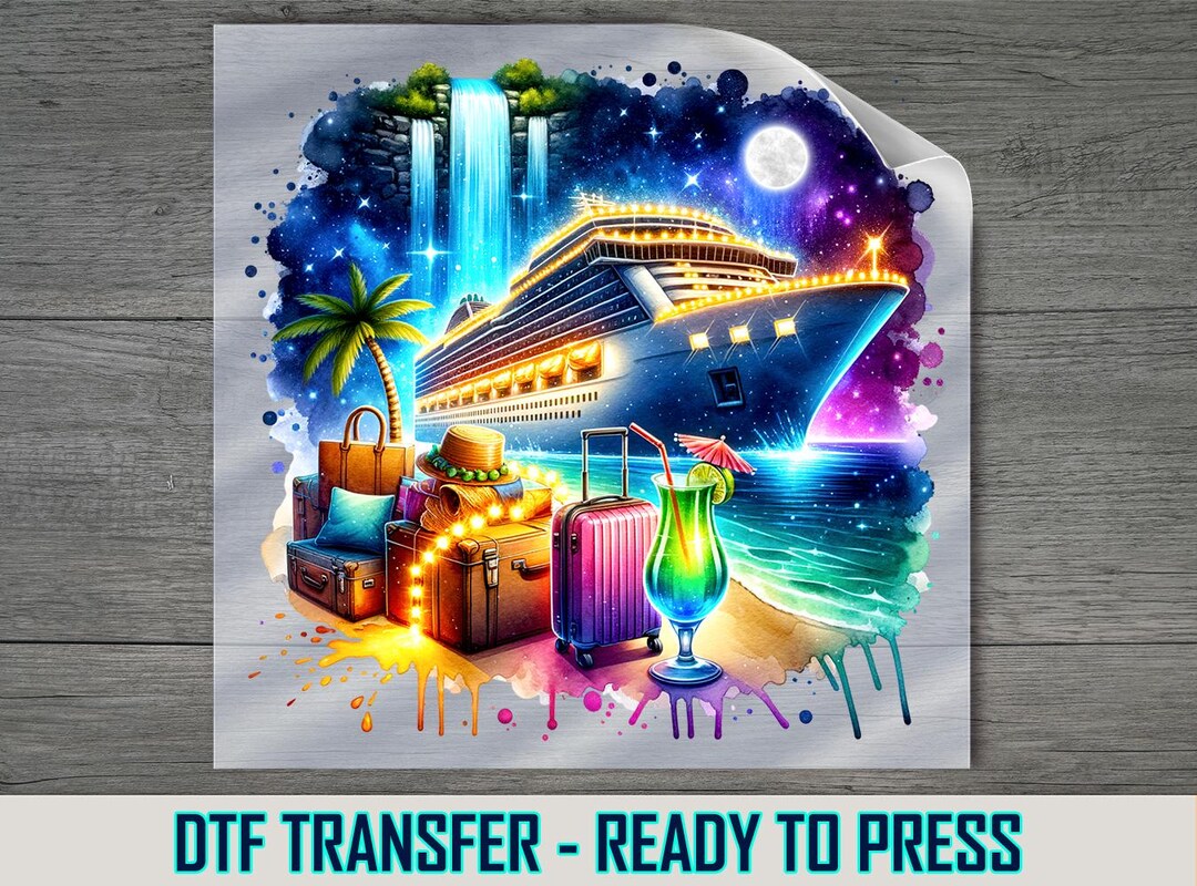 Night Cruise Getaway DTF Transfer: Tropical Evening Cruise Artwork - Etsy
