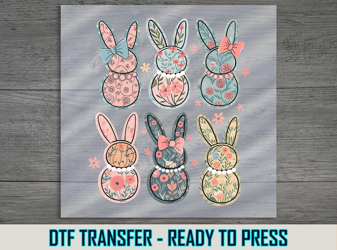 Floral Easter Bunnies DTF Transfer: Vintage Spring Shirt Iron-on - Etsy