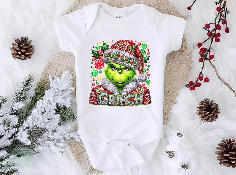 Grinch Christmas DTF Transfer: Festive Gem Shirt Decal - Etsy
