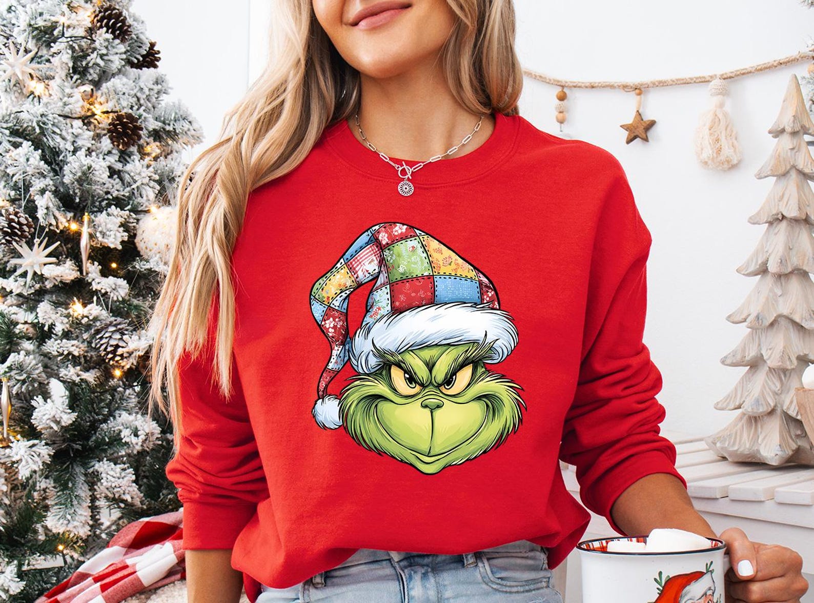 Patchwork Grinch DTF Transfer: Holiday Christmas Shirt Decal - Etsy