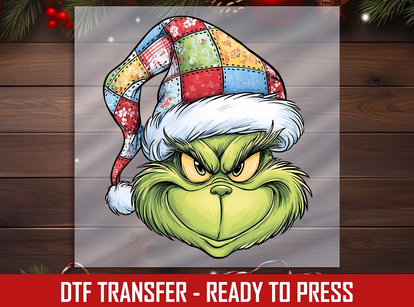 Patchwork Grinch DTF Transfer: Holiday Christmas Shirt Decal - Etsy