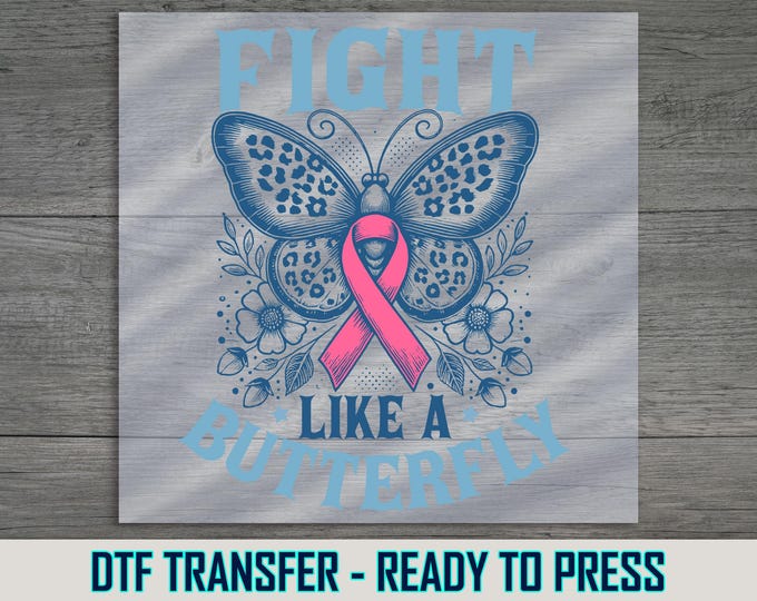 Breast Cancer Awareness Butterfly Design, Pink Floral Heat Transfer ...