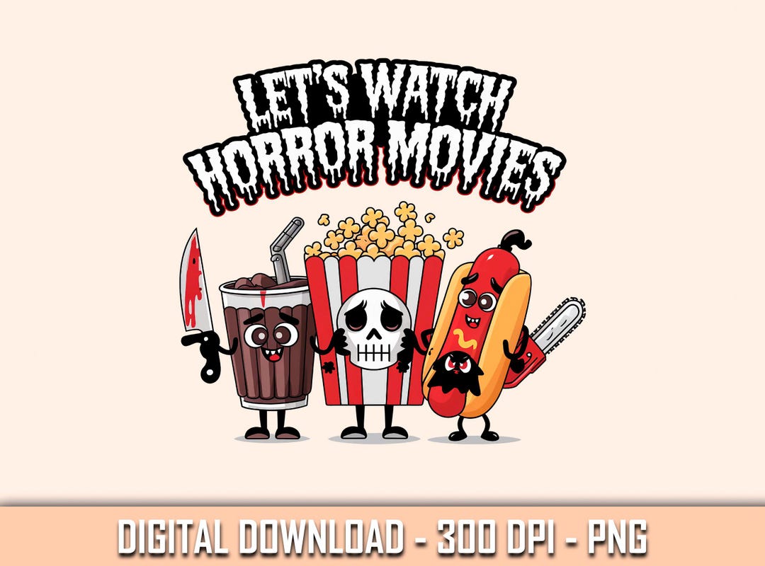 Let's Watch Horror Movies PNG, Cute Halloween Food Characters Clipart ...