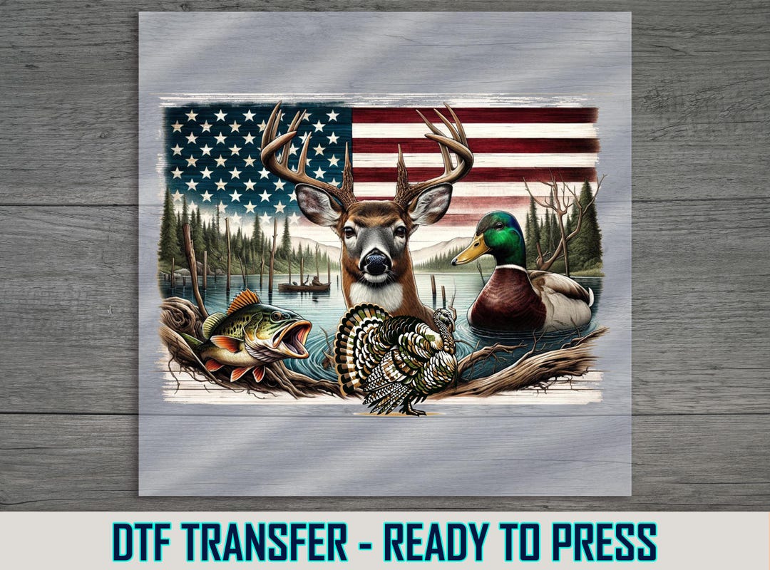 Patriotic Hunting Scene DTF Transfer: Wildlife Apparel - Etsy