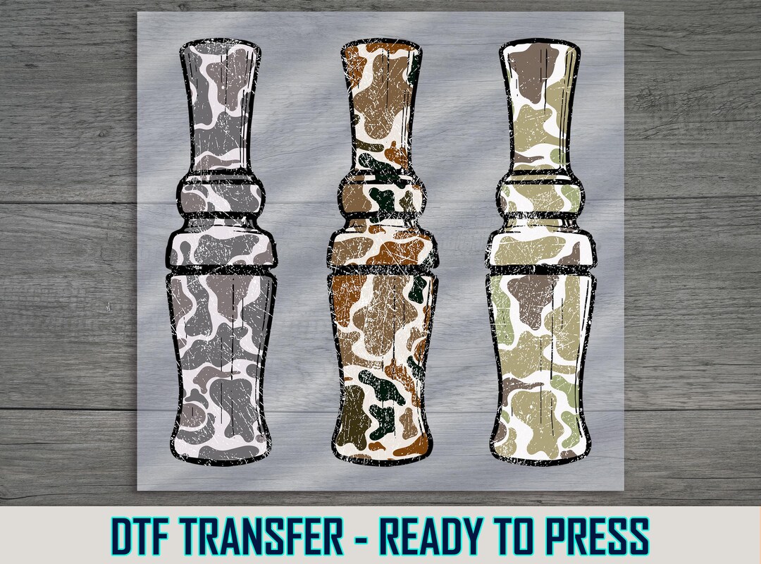 Camo Duck Call DTF Transfer, Hunting Accessory Design, Ready to Press ...