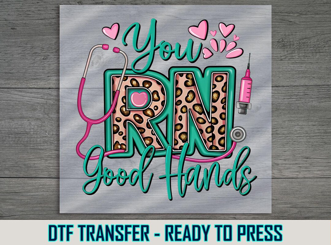 Nurse DTF Transfer, RN Leopard Print Stethoscope Design, DIY Medical ...