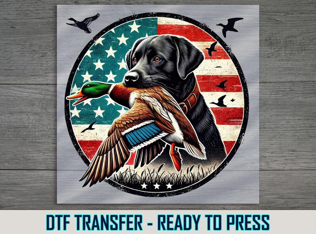 American Flag Duck Hunting Dog DTF Transfer: Patriotic Design - Etsy